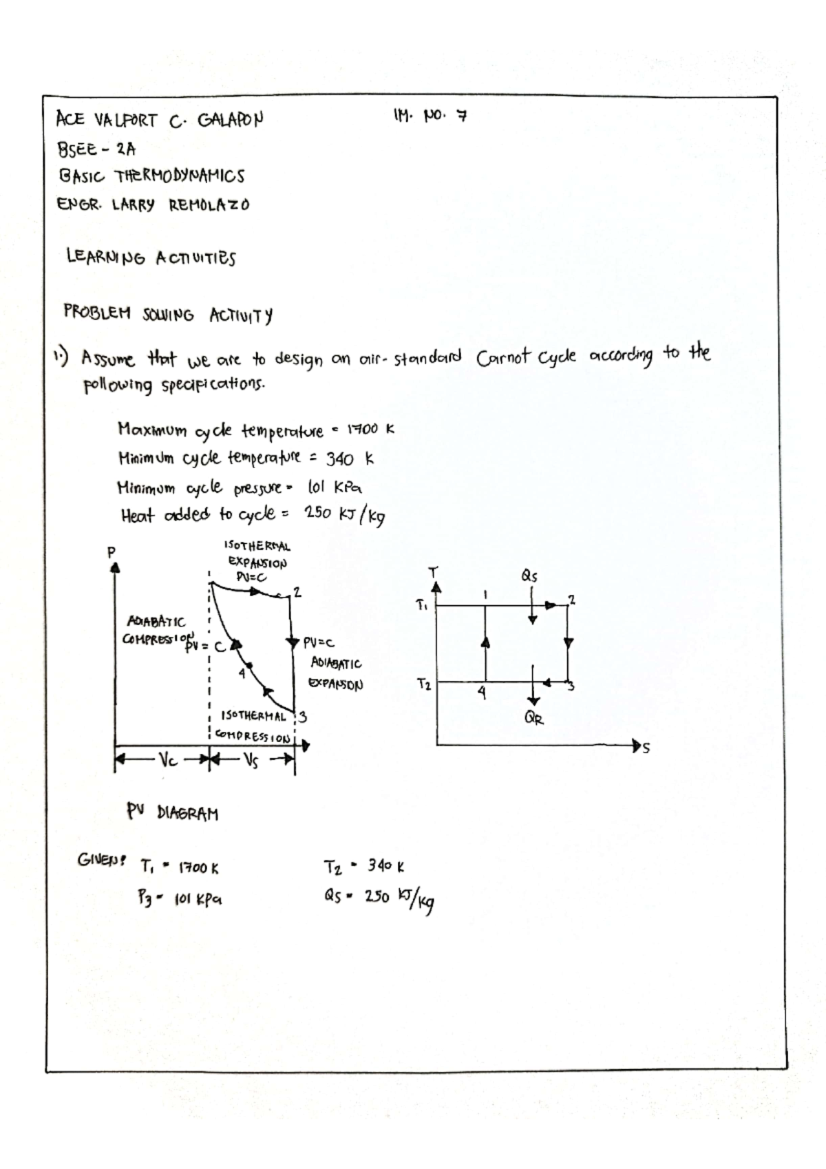 IM NO. 7 Basic Thermodynamics - Mechanical Engineering - NVSU - Studocu