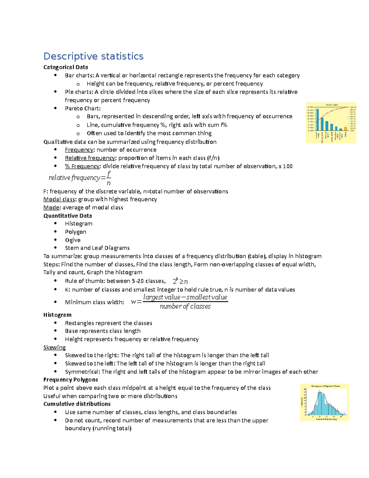Descriptive statistics (chapter 2 notes) - COMM 215 - Concordia - Studocu