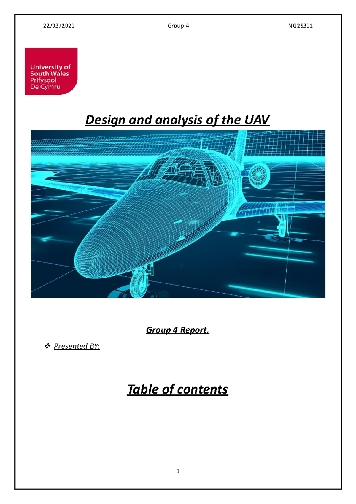 Design assignment - Design and analysis of the UAV Group 4 Report ...