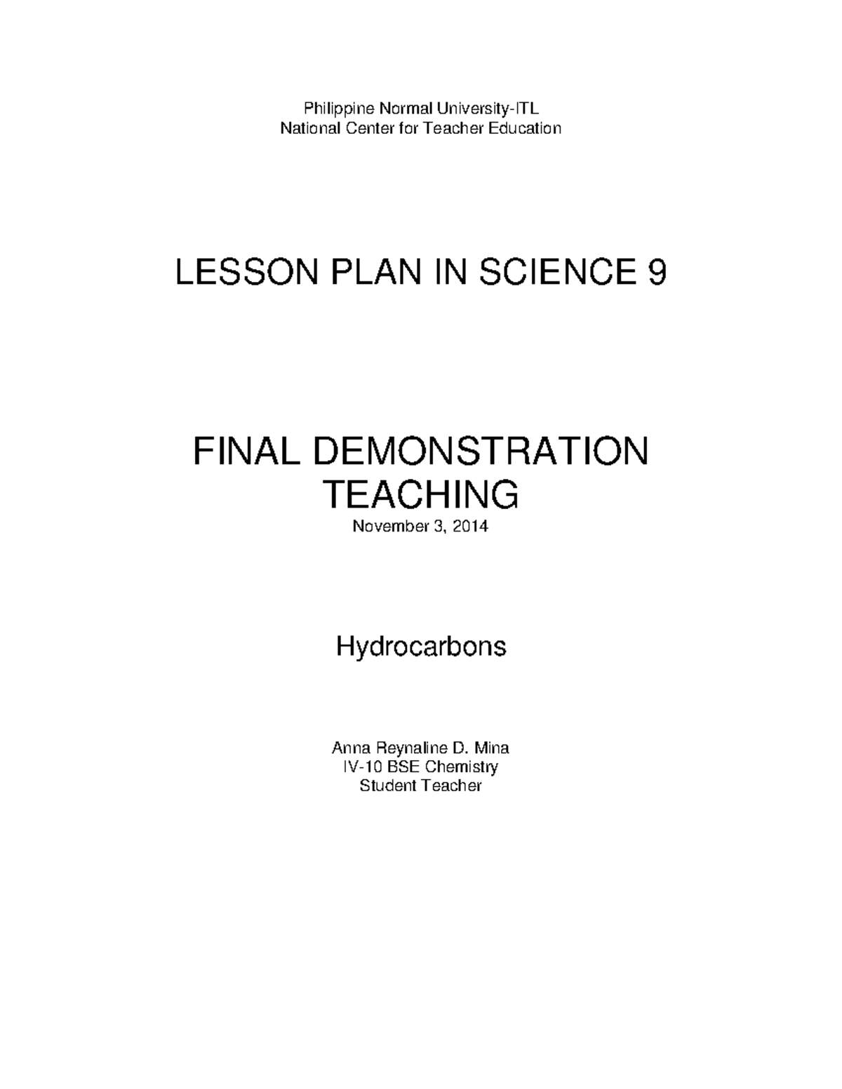 Final demonstration teaching lesson plan - Philippine Normal University ...