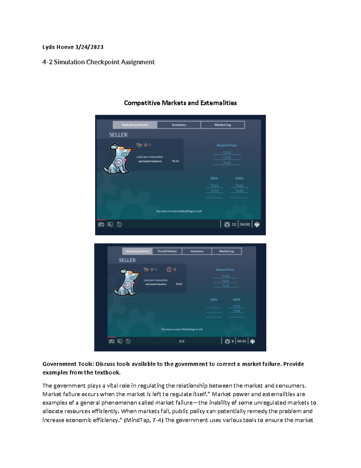 4-2 Simulation Checkpoint Assignment - Lyda Hoeve 3/24/ 4-2 Simulation ...