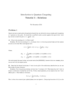 Tutorial 1Sol - Introduction to Quantum Computing Tutorial 1 ...