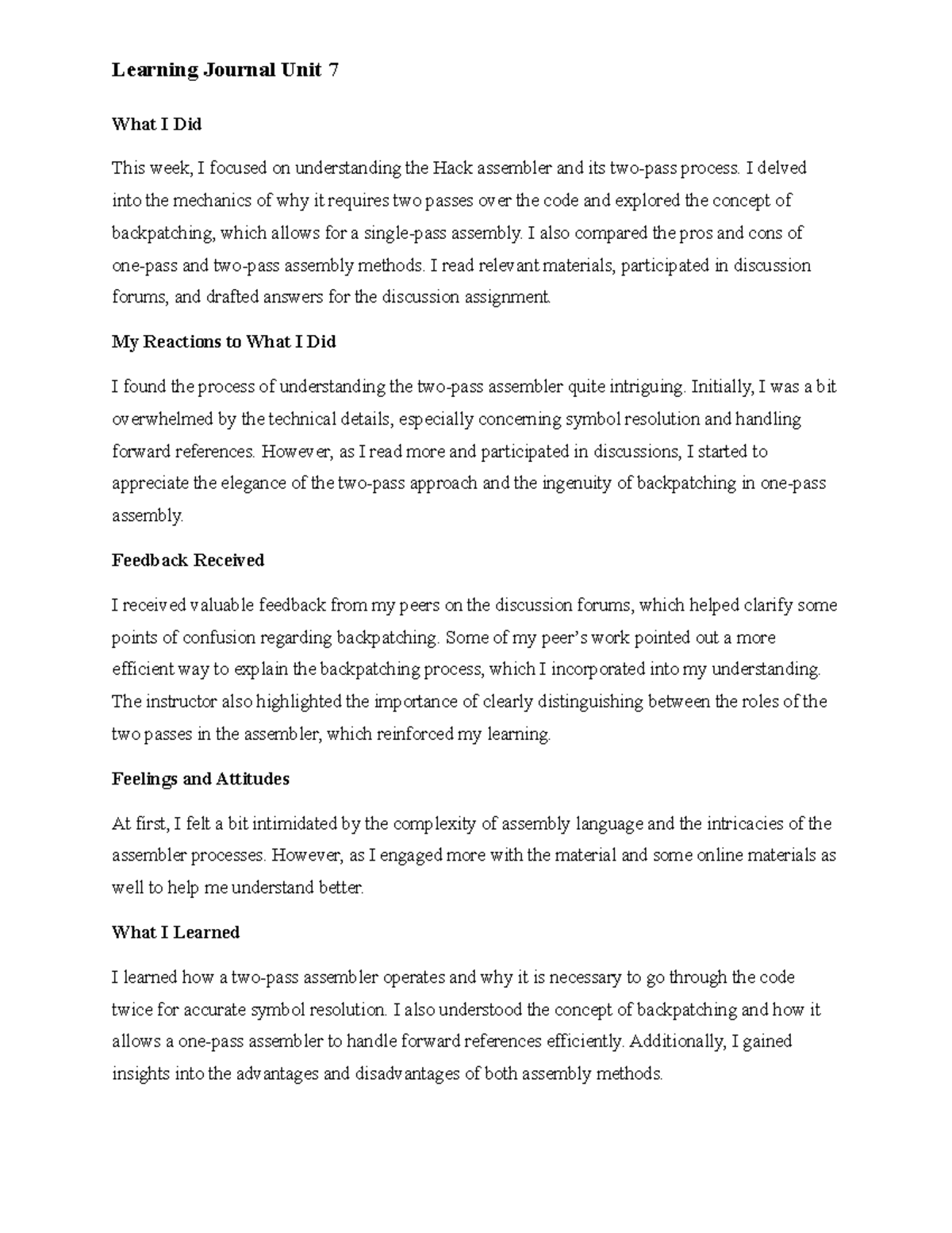 CS unit 7 LJ - Unit 7 Learning Journal Computer systems - Learning Journal Unit 7 What I Did ...