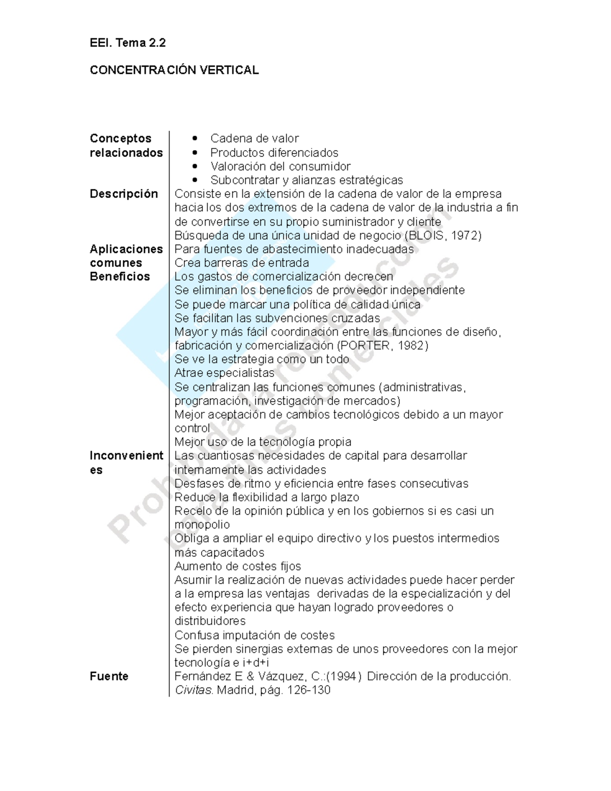 Concentracionvertical tema 2 - EEI. Tema 2. CONCENTRACIÓN VERTICAL Conceptos relacionados Cadena ...