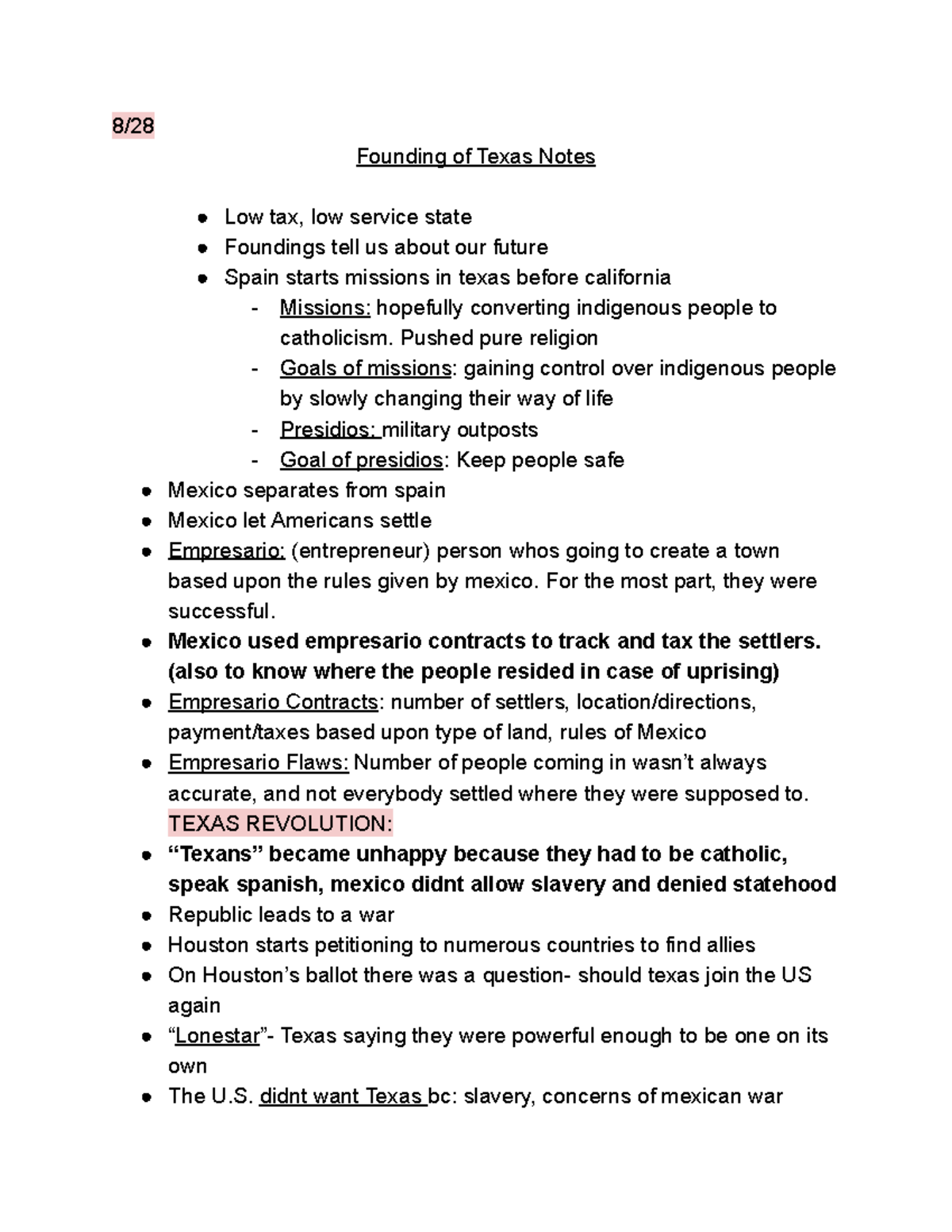 Founding of texas notes - 8/ Founding of Texas Notes Low tax, low ...