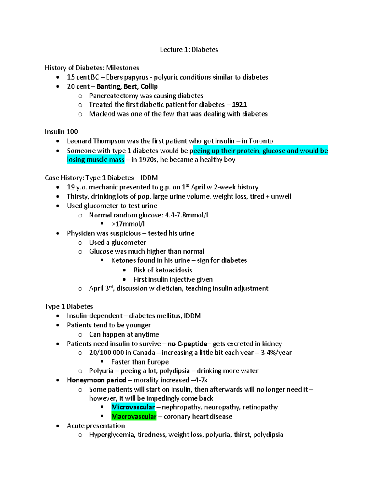 Lecture 1 - Diabetes - Lecture 1: Diabetes History of Diabetes ...