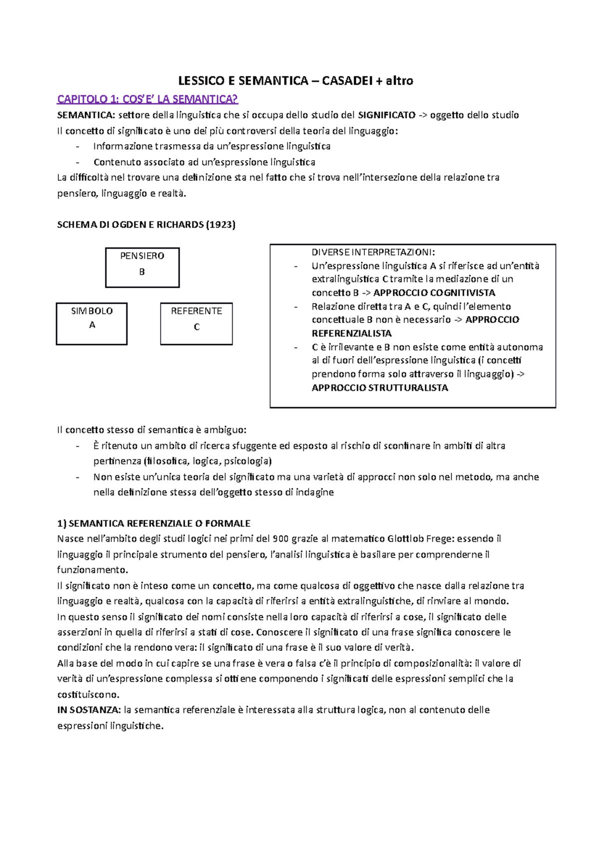 Lessico E Semantica - Casadei + Significato ED Esperienza - Gambara - LESSICO E SEMANTICA ...