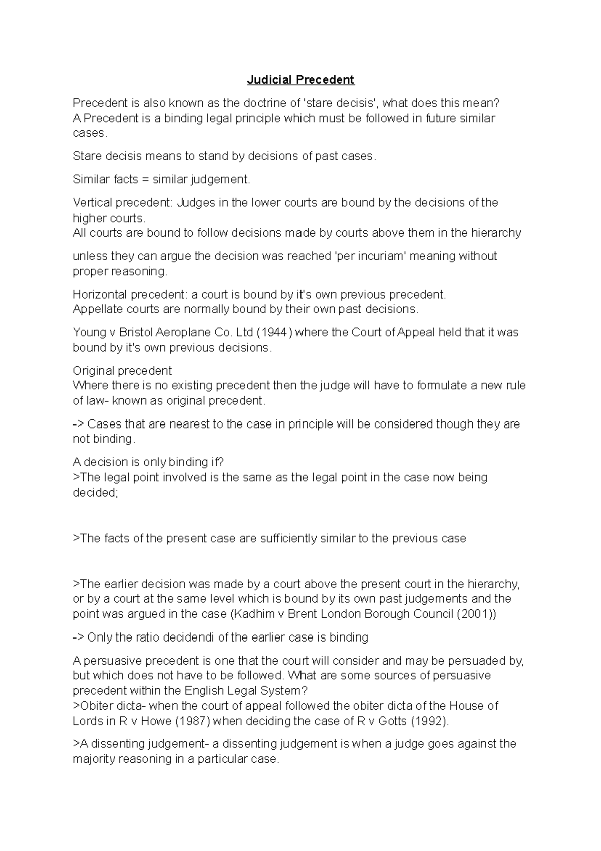 Judicial Precedent - Judicial Precedent Precedent is also known as the ...