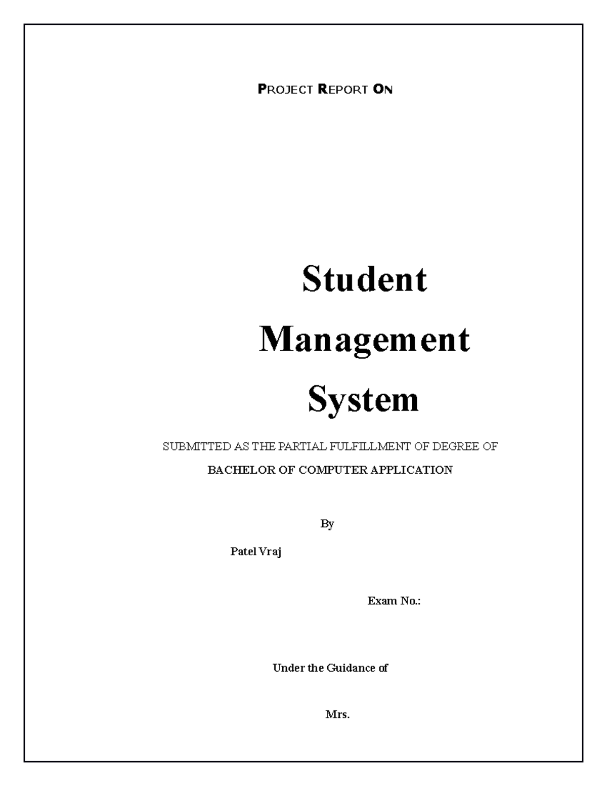 141 project detail - Student management system - PROJECT REPORT ON ...