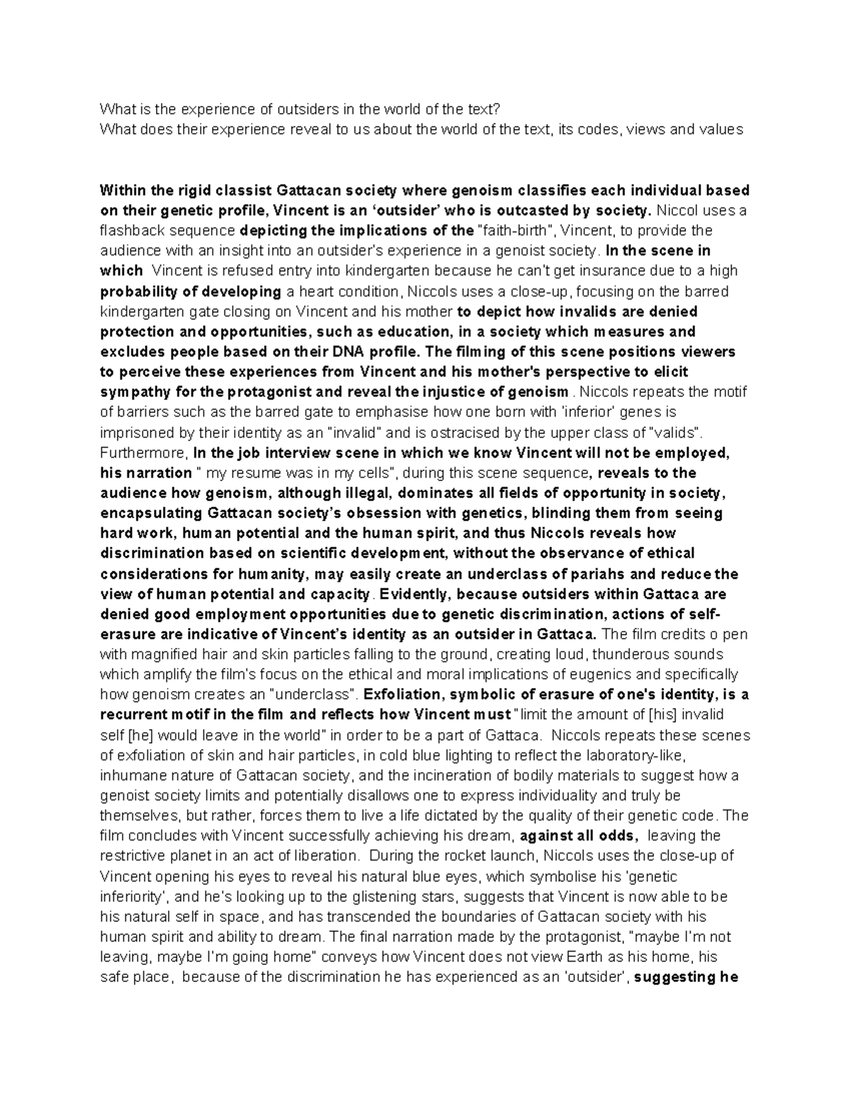 Outsider extended paragraph - What is the experience of outsiders in ...