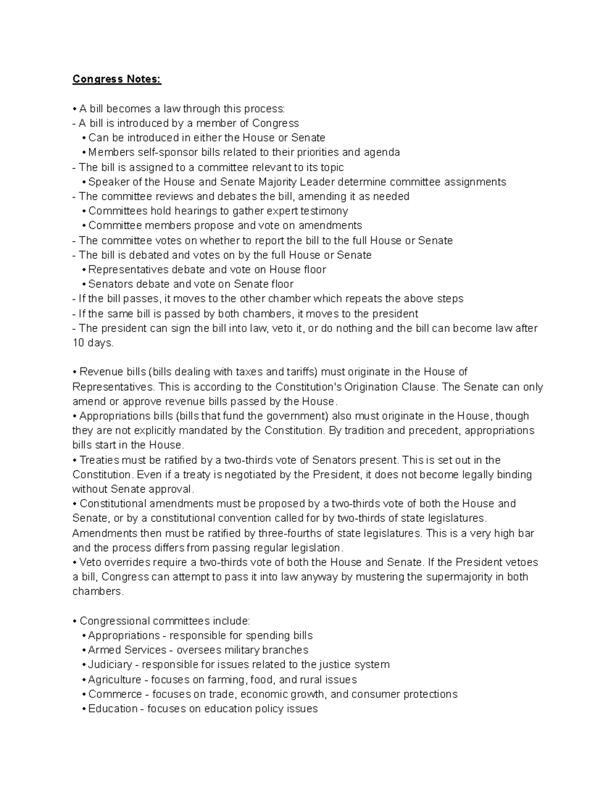 Congress Notes - Congress Notes: A bill becomes a law through this ...