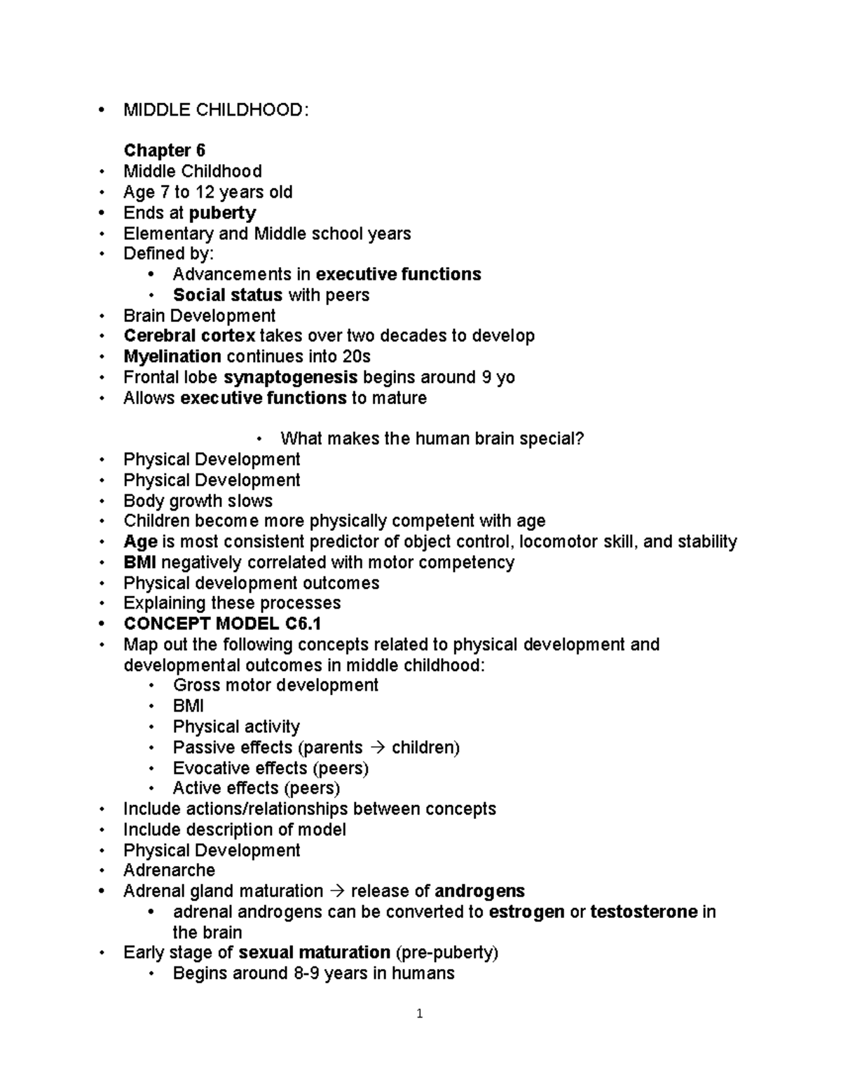Lifespan Development - Middle Childhood Devlopment - Lecture Notes ...