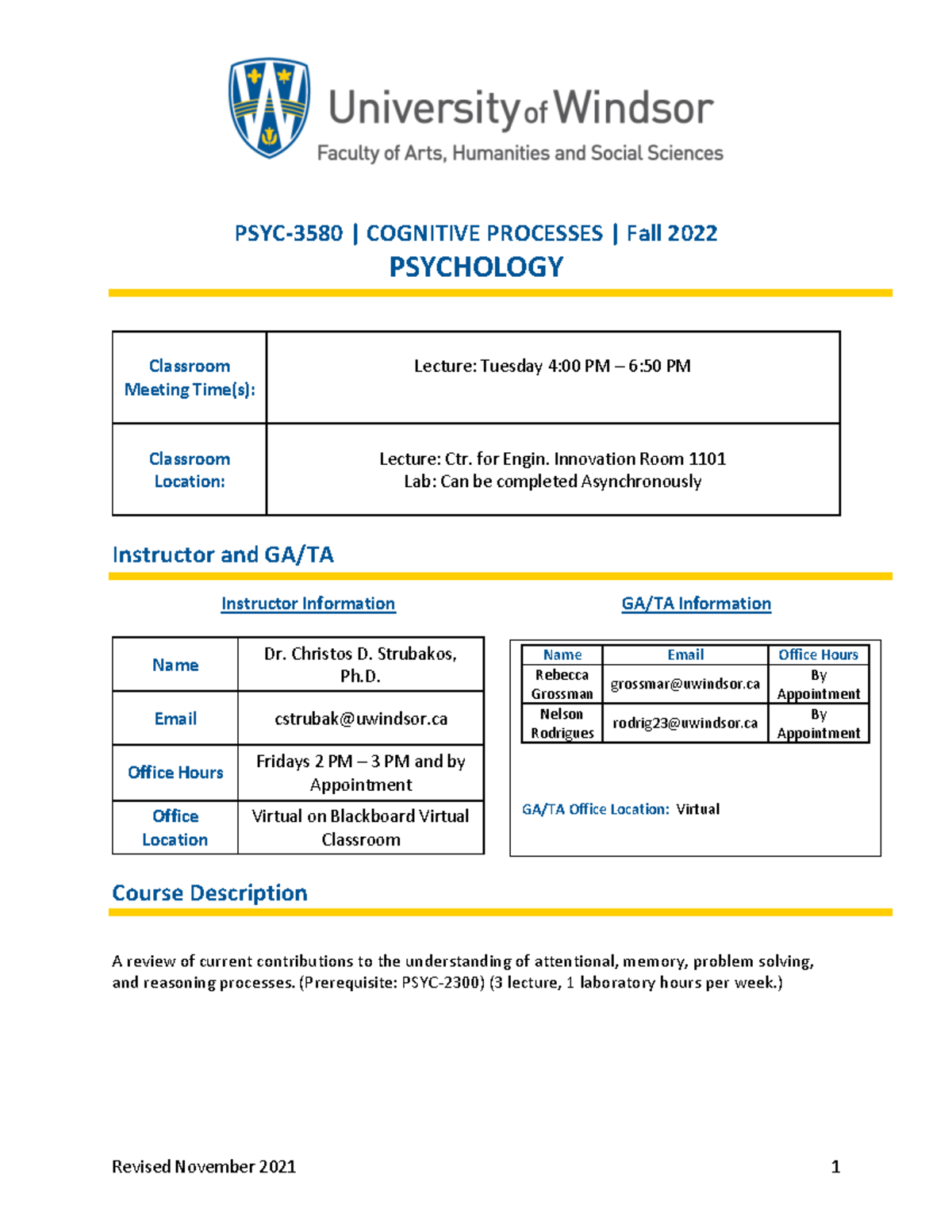 PSYC-3580 Syllabus - sylabus - Revised November 2021 1 PSYC-3580 ...