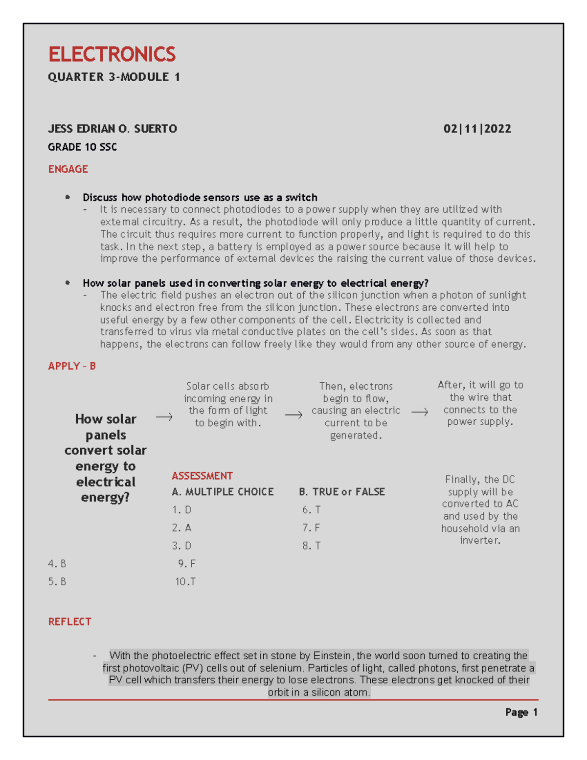 Electronics - ELECTRONICS QUARTER 3-MODULE 1 JESS EDRIAN O. SUERTO 02 ...