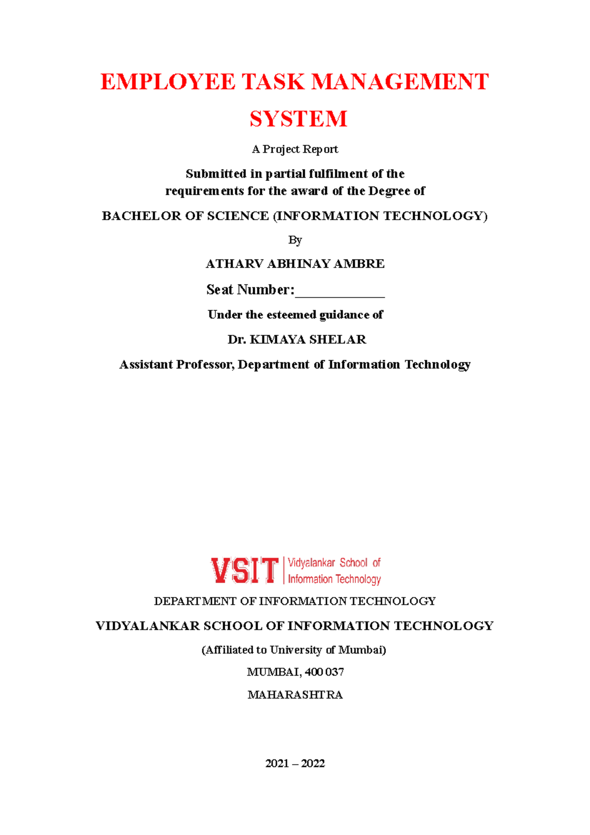 Atharv Ambre Black Book - EMPLOYEE TASK MANAGEMENT SYSTEM A Project ...