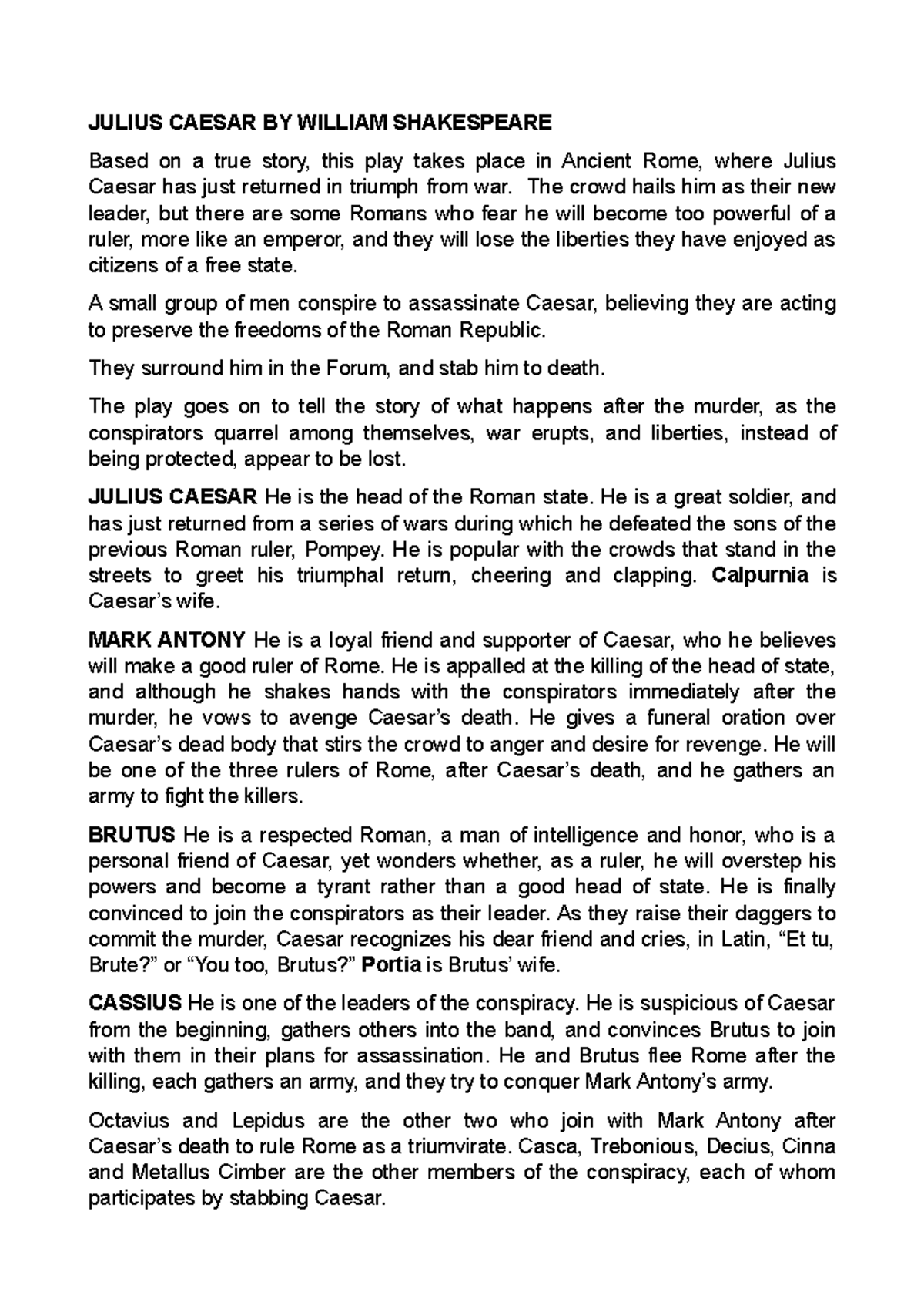 Julius Caesar BY William Shakespeare - JULIUS CAESAR BY WILLIAM ...