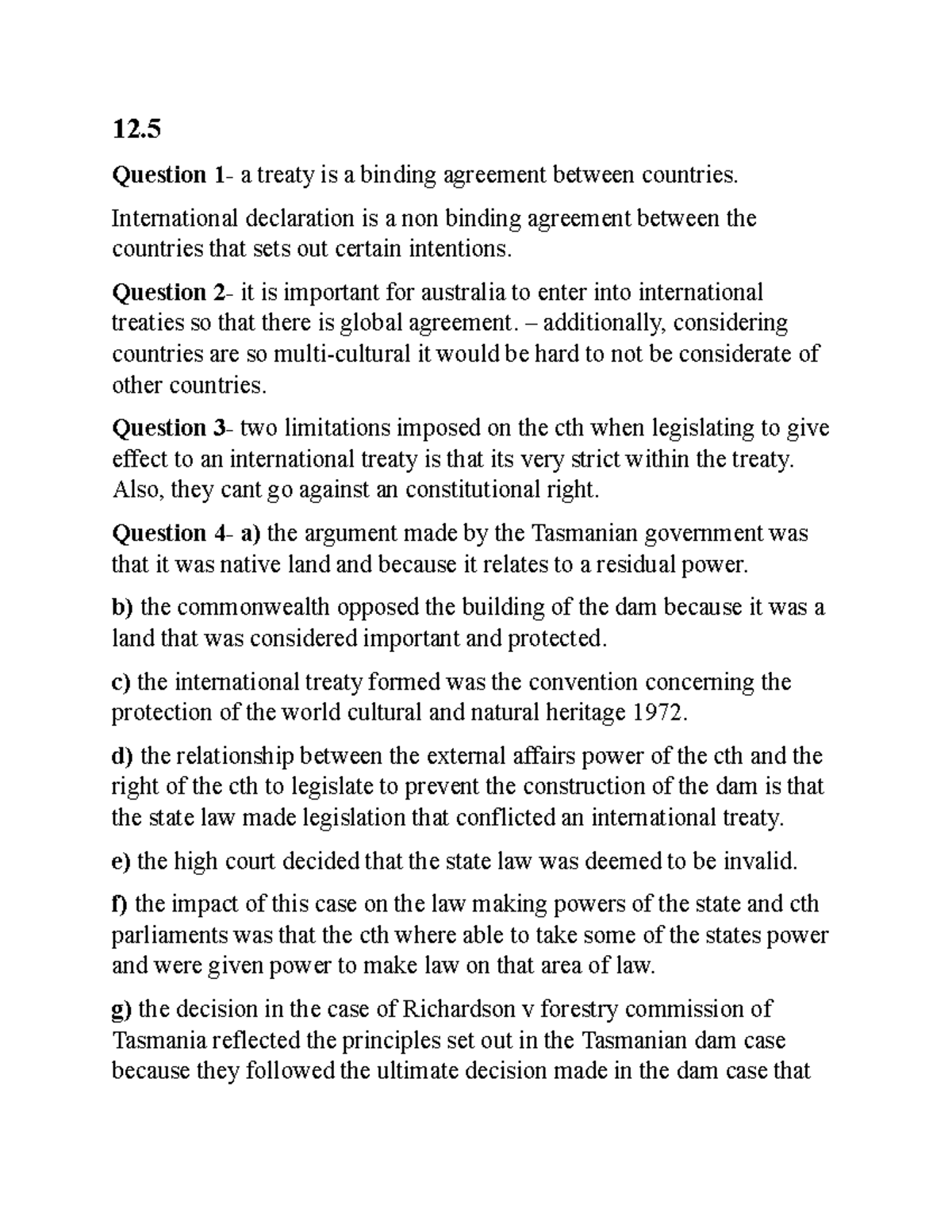 12 - thc - 12. Question 1- a treaty is a binding agreement between ...