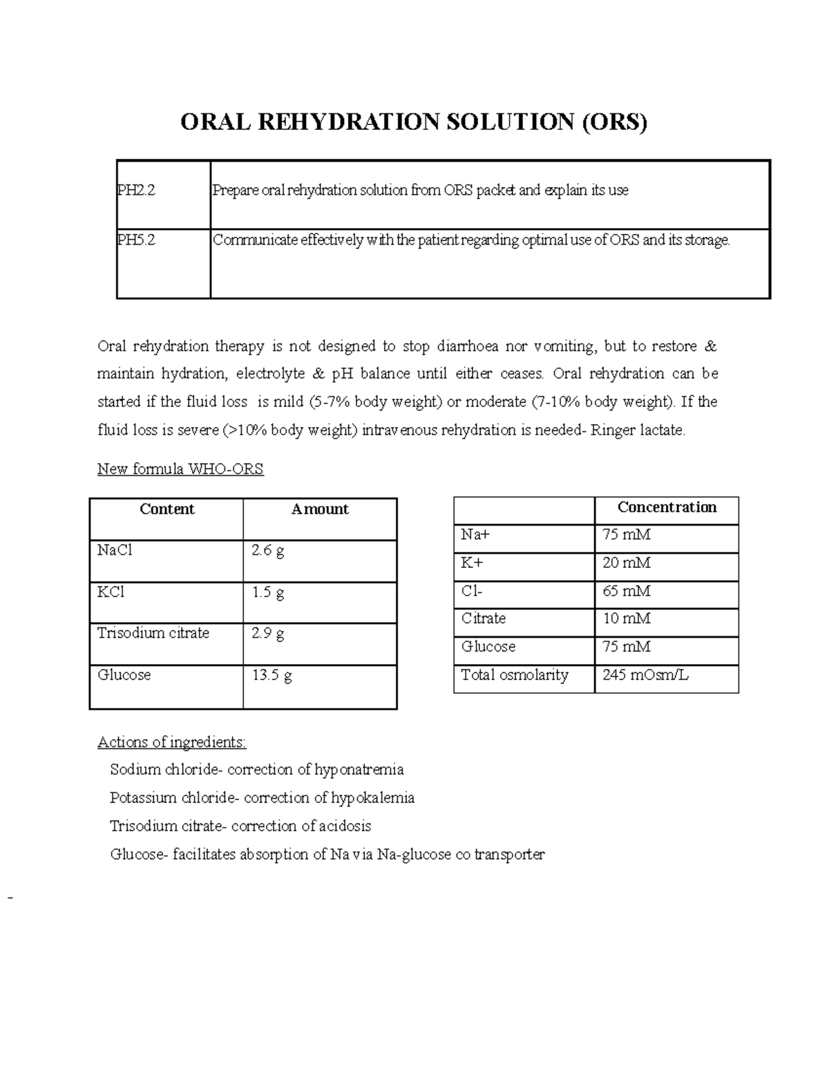 3. ORS- with answers - This is about ORS .How to given and what ...