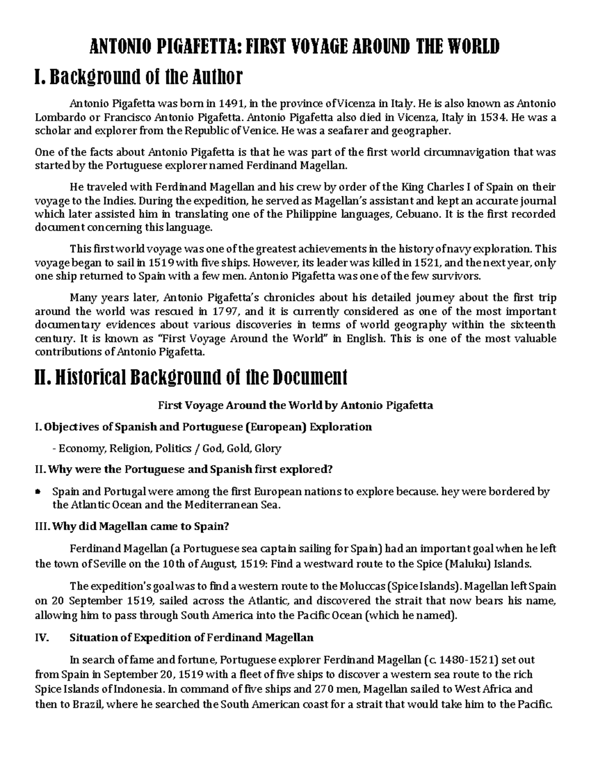 Pigafetta's First Voyage Around the World - ANTONIO PIGAFETTA: FIRST ...