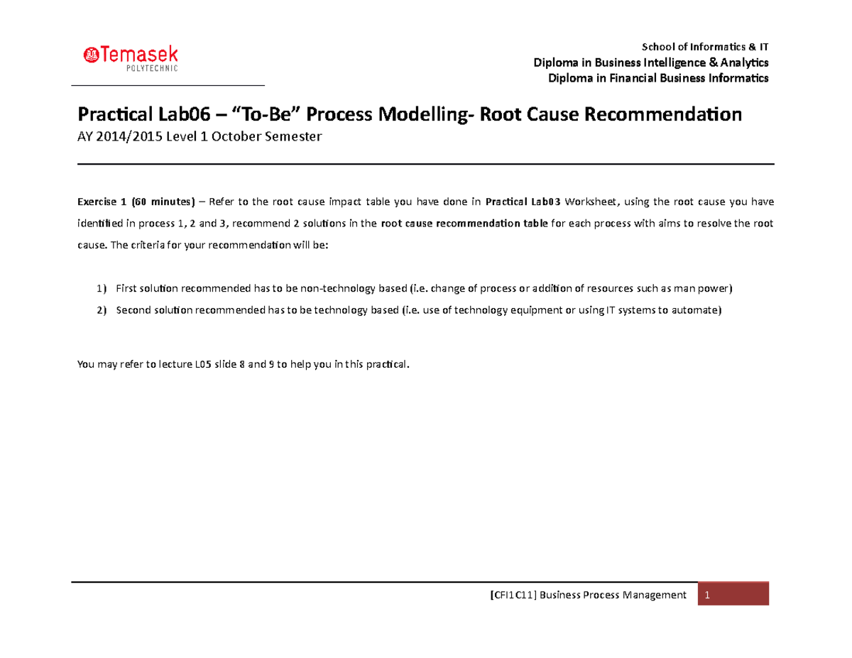 [CFI1C11] BPM - To Be Process Modelling-RCR Table Practical Lab06 ...