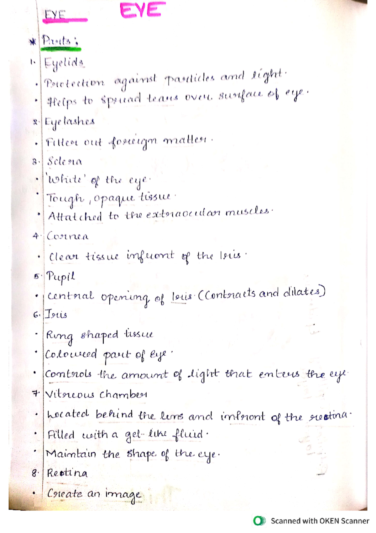 Eye - Short notes for 1st year allied health sciences students - Human ...