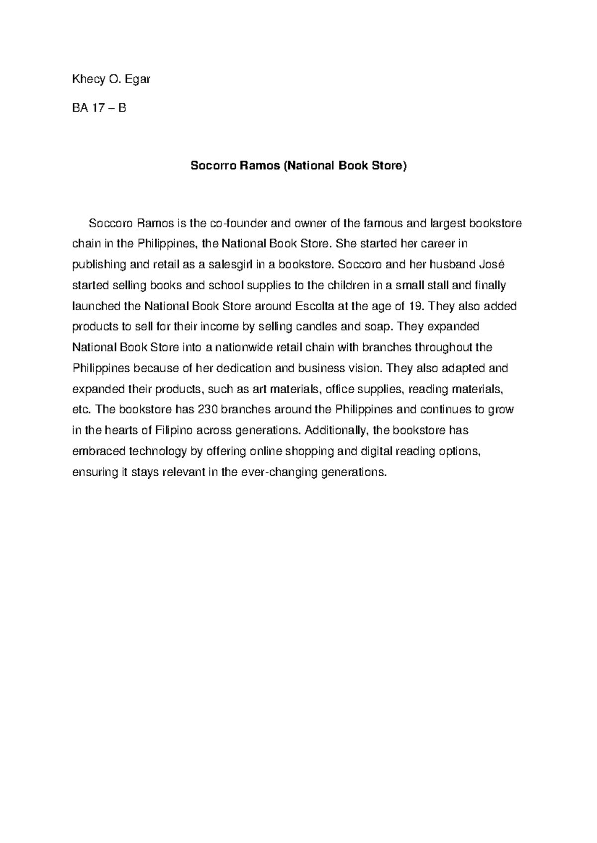 BA17-Assignment 1 - Khecy O. Egar BA 17 – B Socorro Ramos (National ...