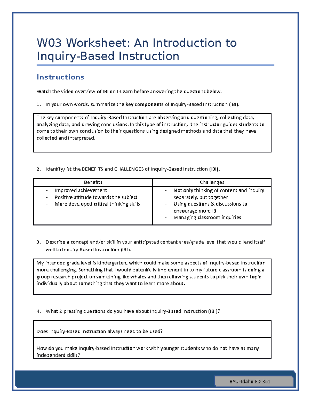 ED361 W3 Inquiry Based Instruction - W03 Worksheet: An Introduction to ...