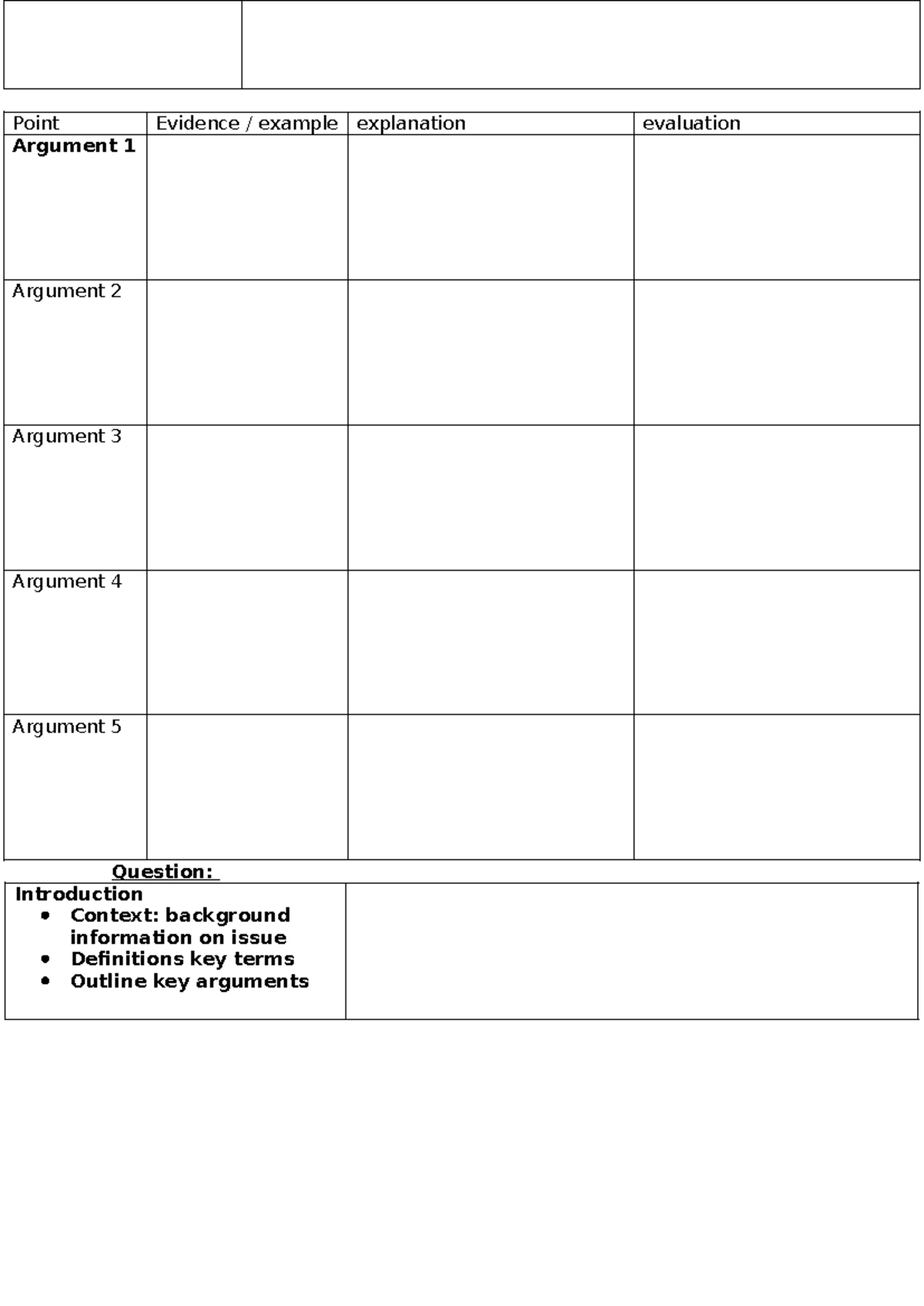 Geography template - Point Evidence / example explanation evaluation ...