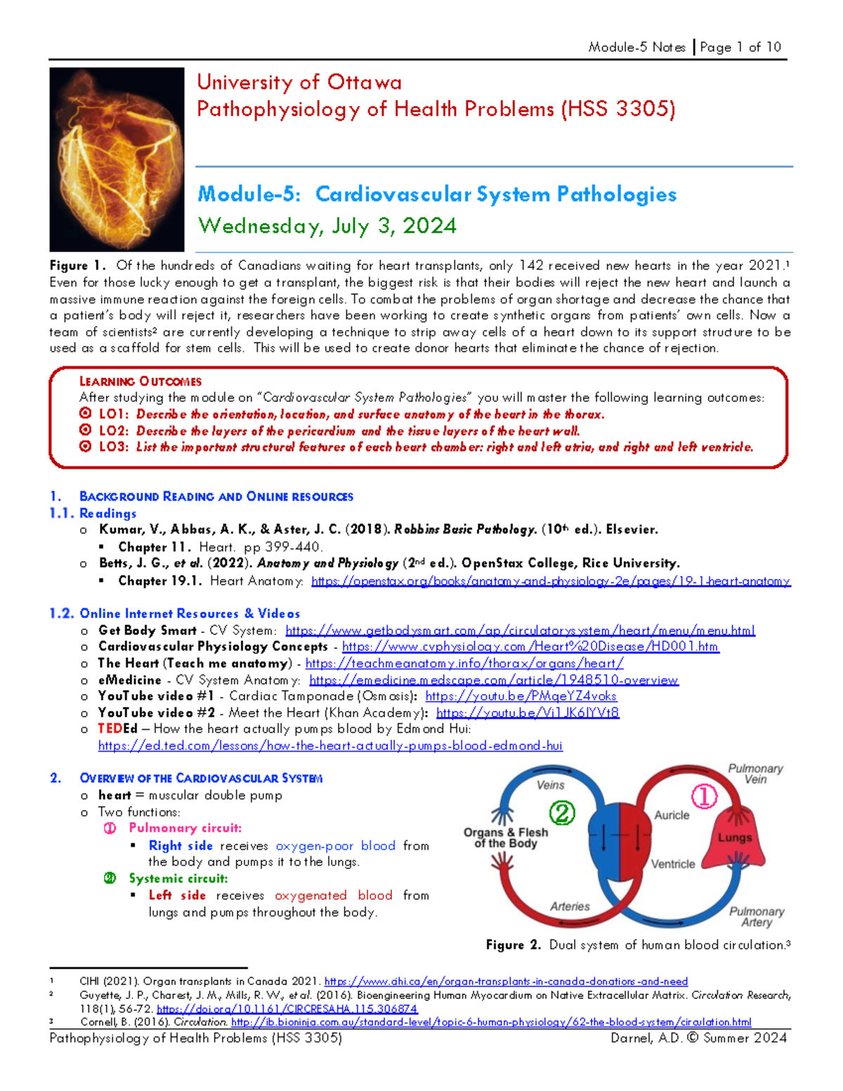 Module-5 (HSS3305) Summer 2024 - University of Ottawa Pathophysiology of Health Problems (HSS ...