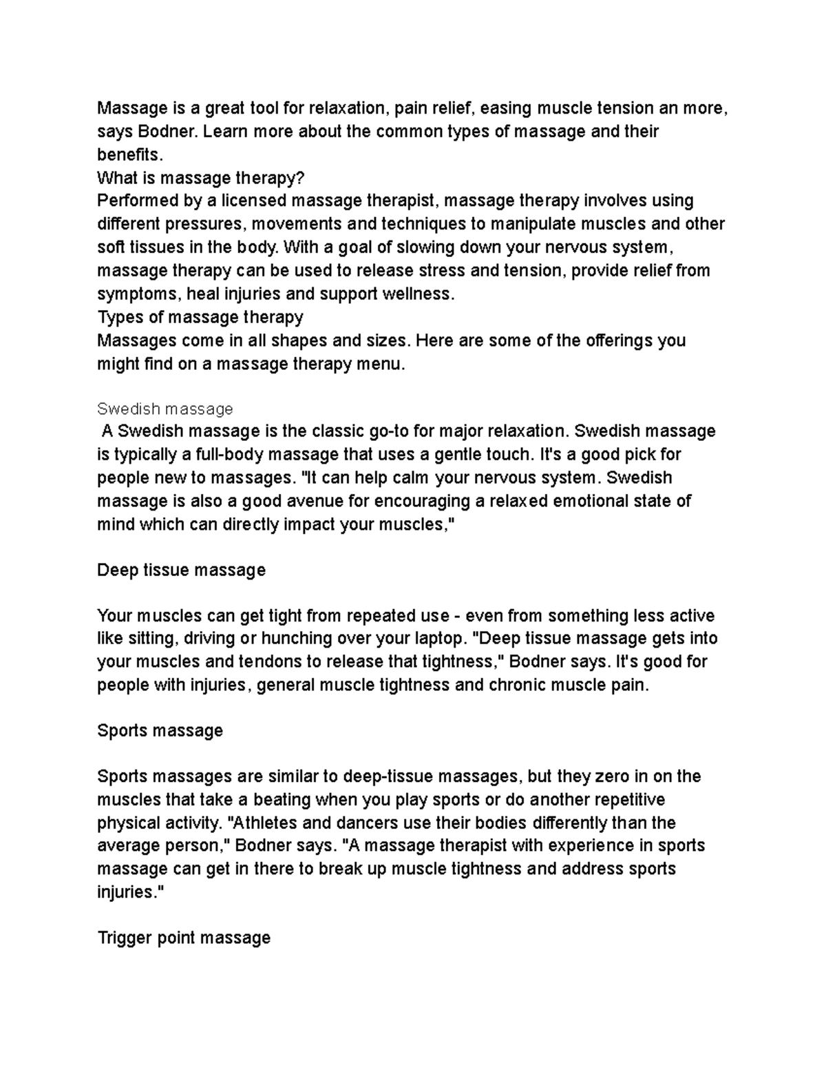 Massage - Notes on Nutrition - Massage is a great tool for relaxation ...