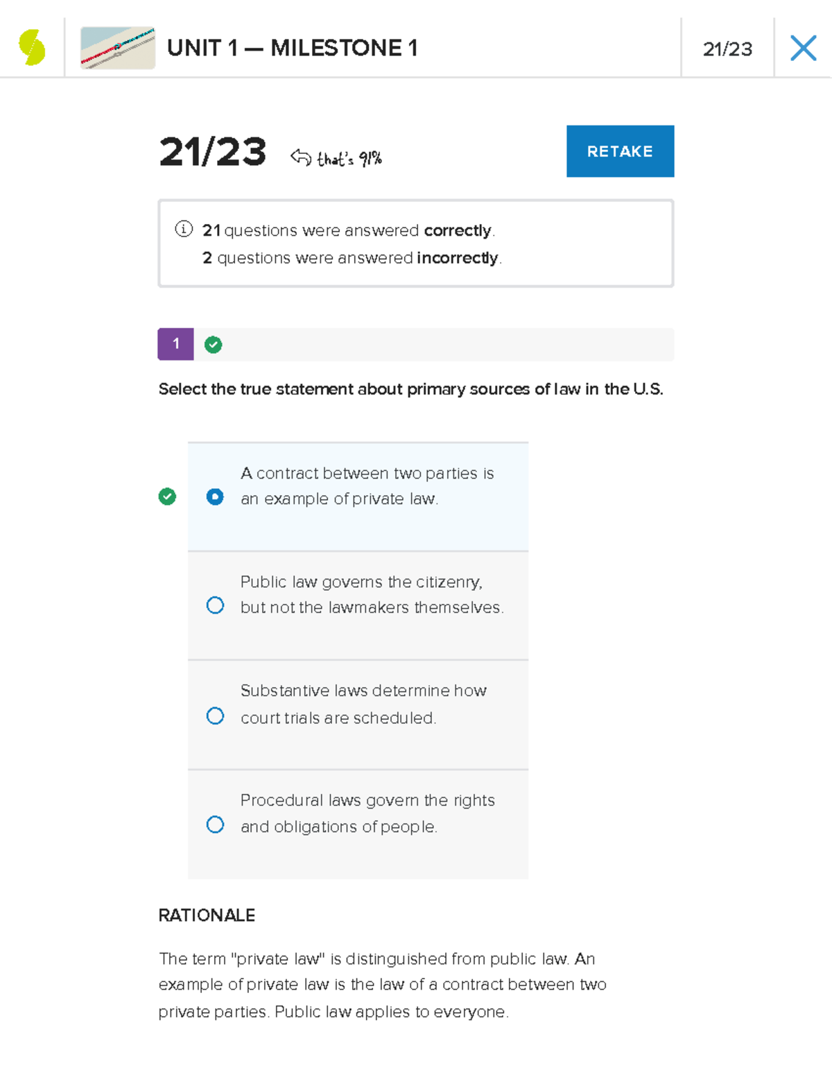 Unit 1 Milestone 1 Questions and Answers - 1 21 / 23 that's 91% RETAKE ...