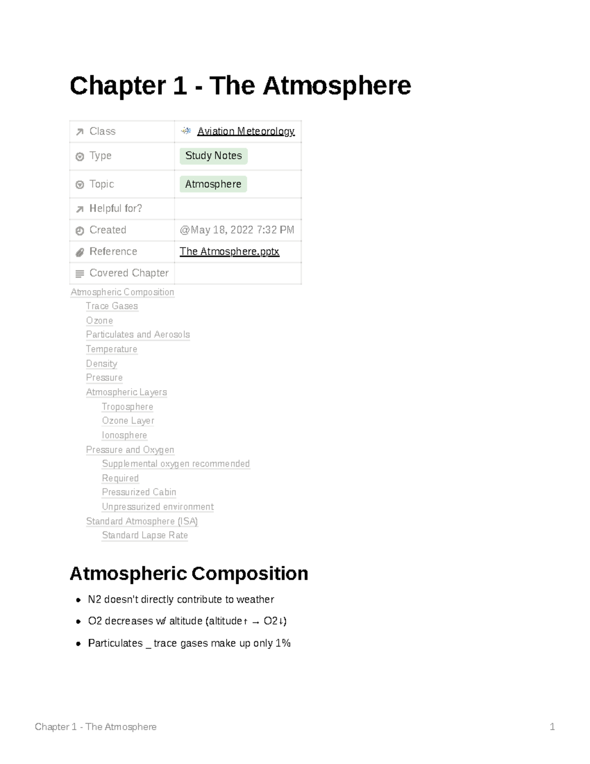 Chapter 1 - The Atmosphere - Chapter 1 - The Atmosphere Class Aviation ...