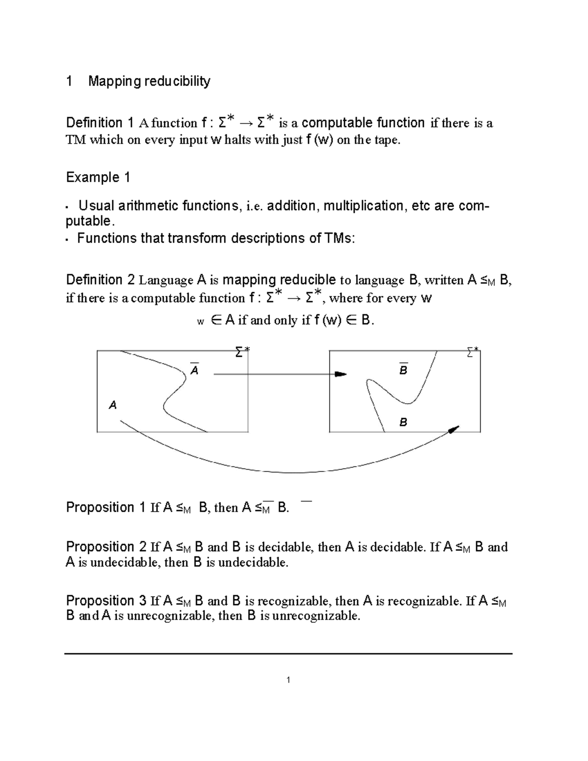 UNIT-2 PART 4 - 1 Mapping reducibility ∗ ∗ Definition 1 A function f ...