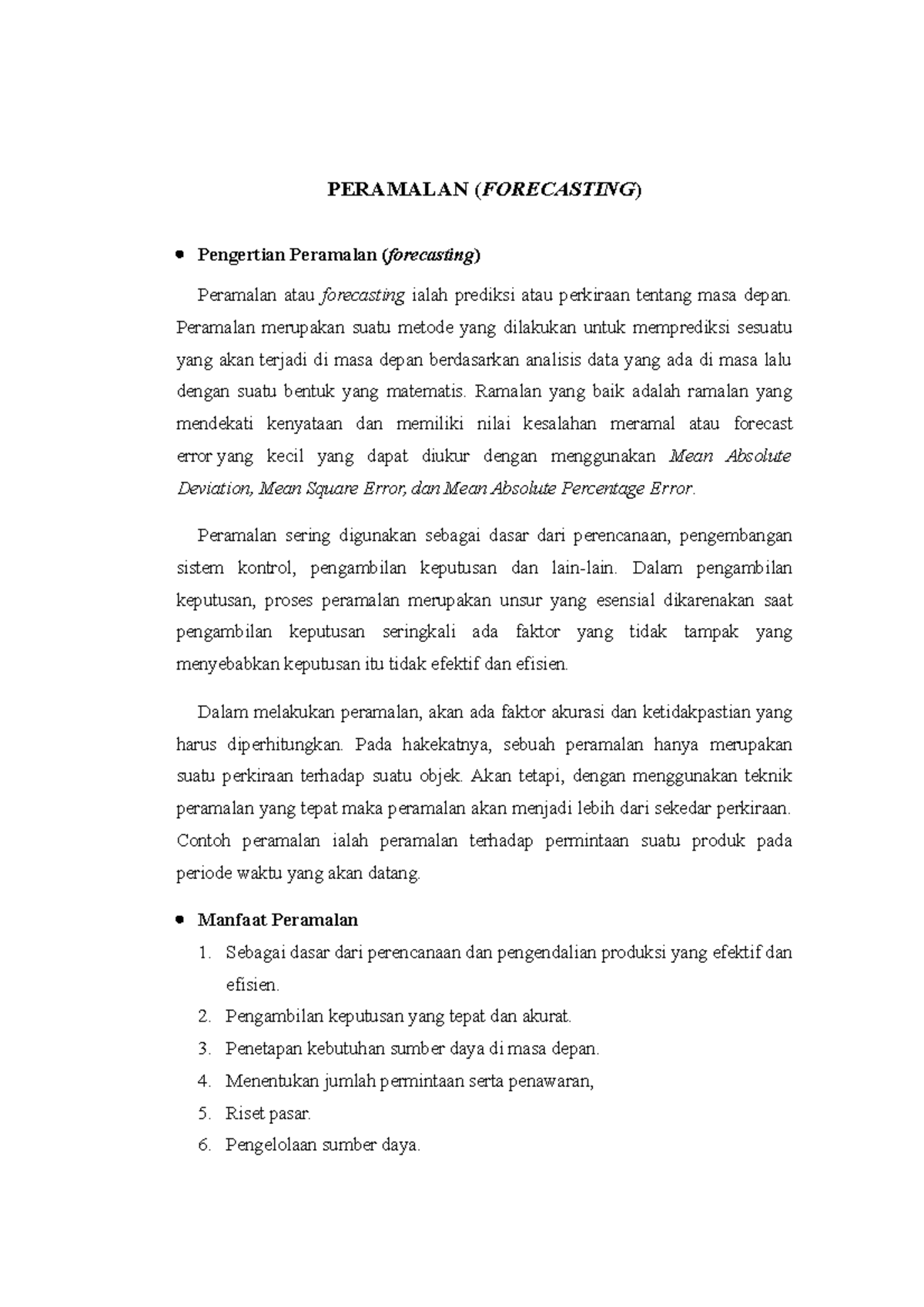 Peramalan - peramaln - PERAMALAN (FORECASTING) Pengertian Peramalan ...