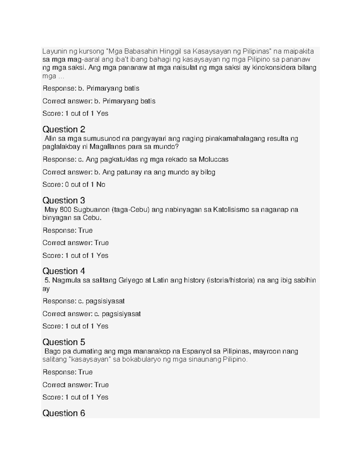 Sosc Midterm - Layunin ng kursong “Mga Babasahin Hinggil sa Kasaysayan ...