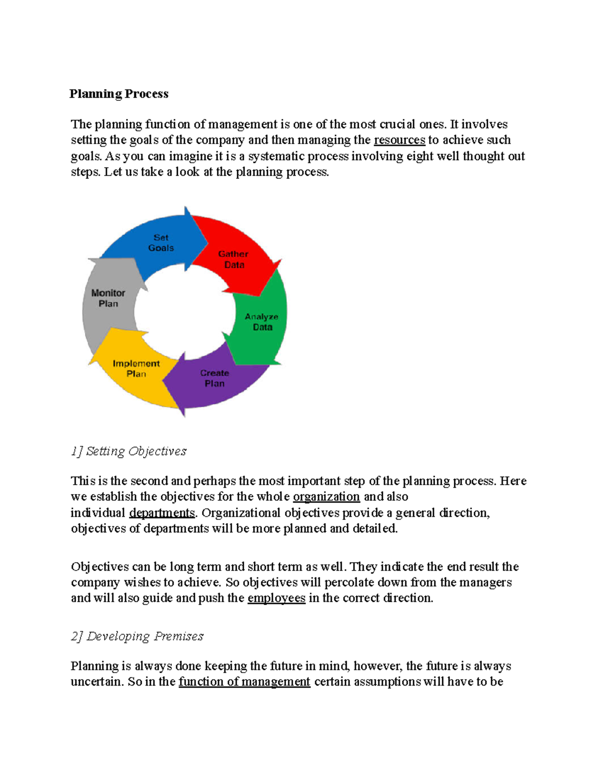 Planning Process - Planning Process The planning function of management ...