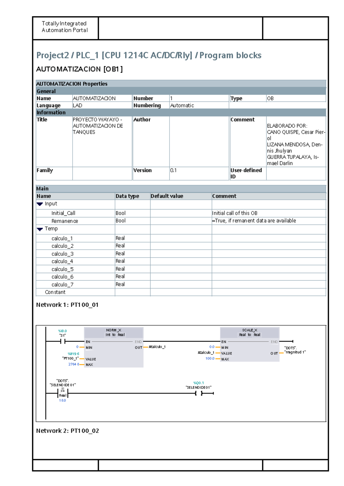 Programacion Wayayo TIA Protal V16 - Automation Portal Project2 / PLC_1 [CPU 1214C AC/DC/Rly ...