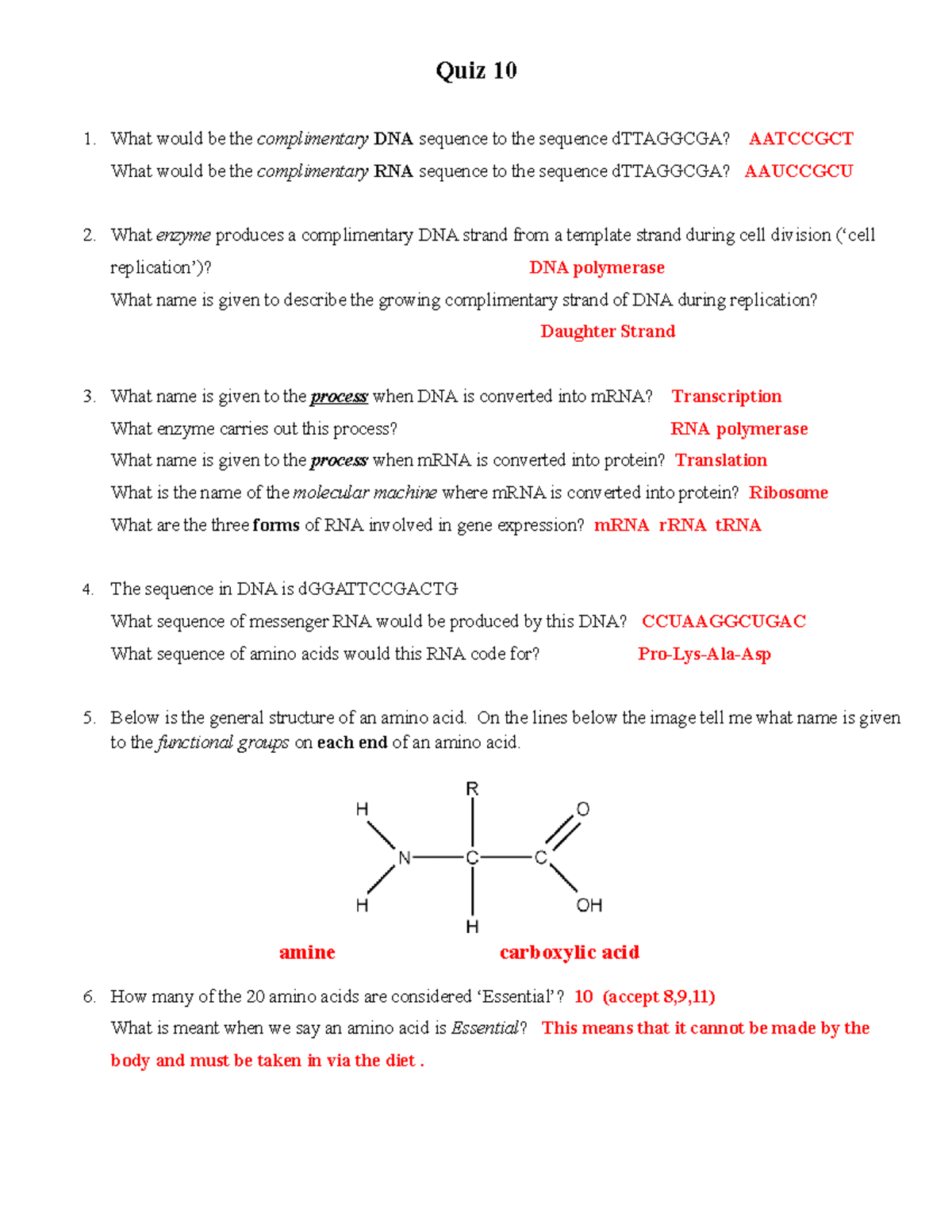 14. Quiz 10 (Chapter 17) Fall 2019 - answers - Quiz 10 What would be ...