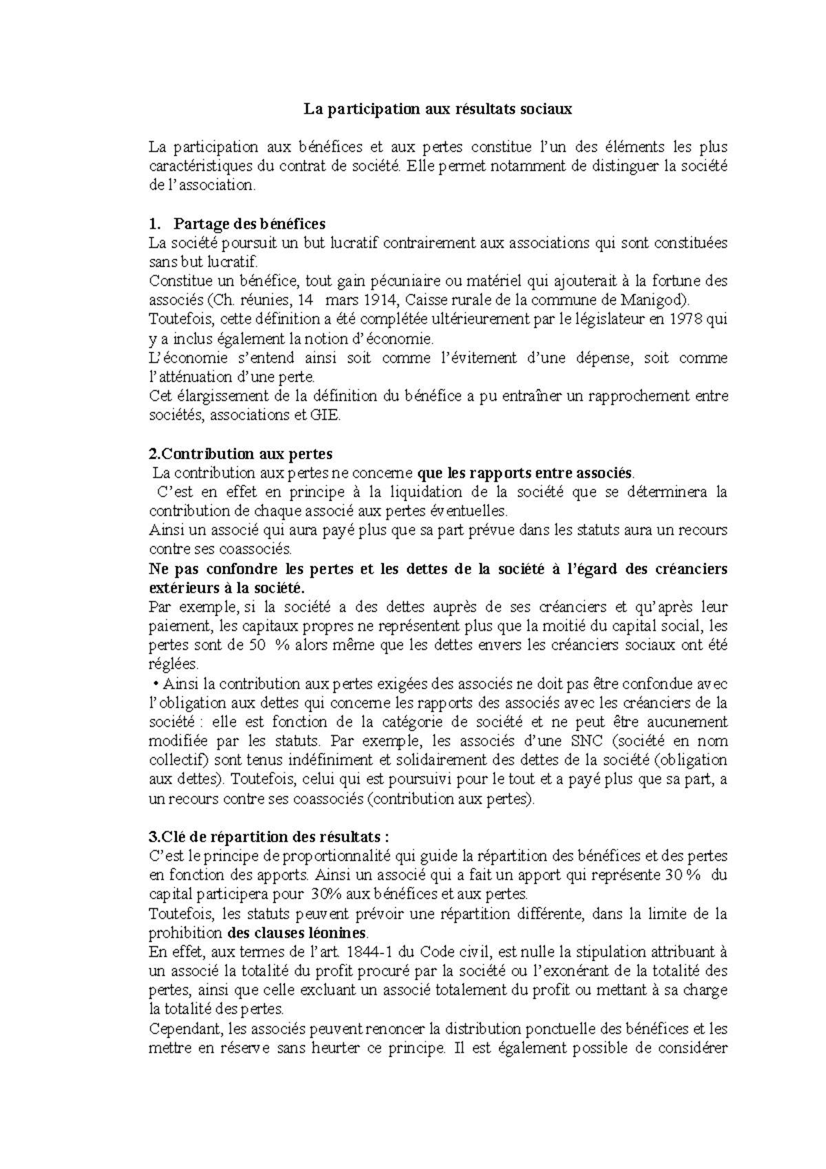 DROIT DES SOCIETES 15 : La participation aux résultats sociaux - La ... DROIT DES SOCIETES 15 : La participation aux résultats sociaux - La ...