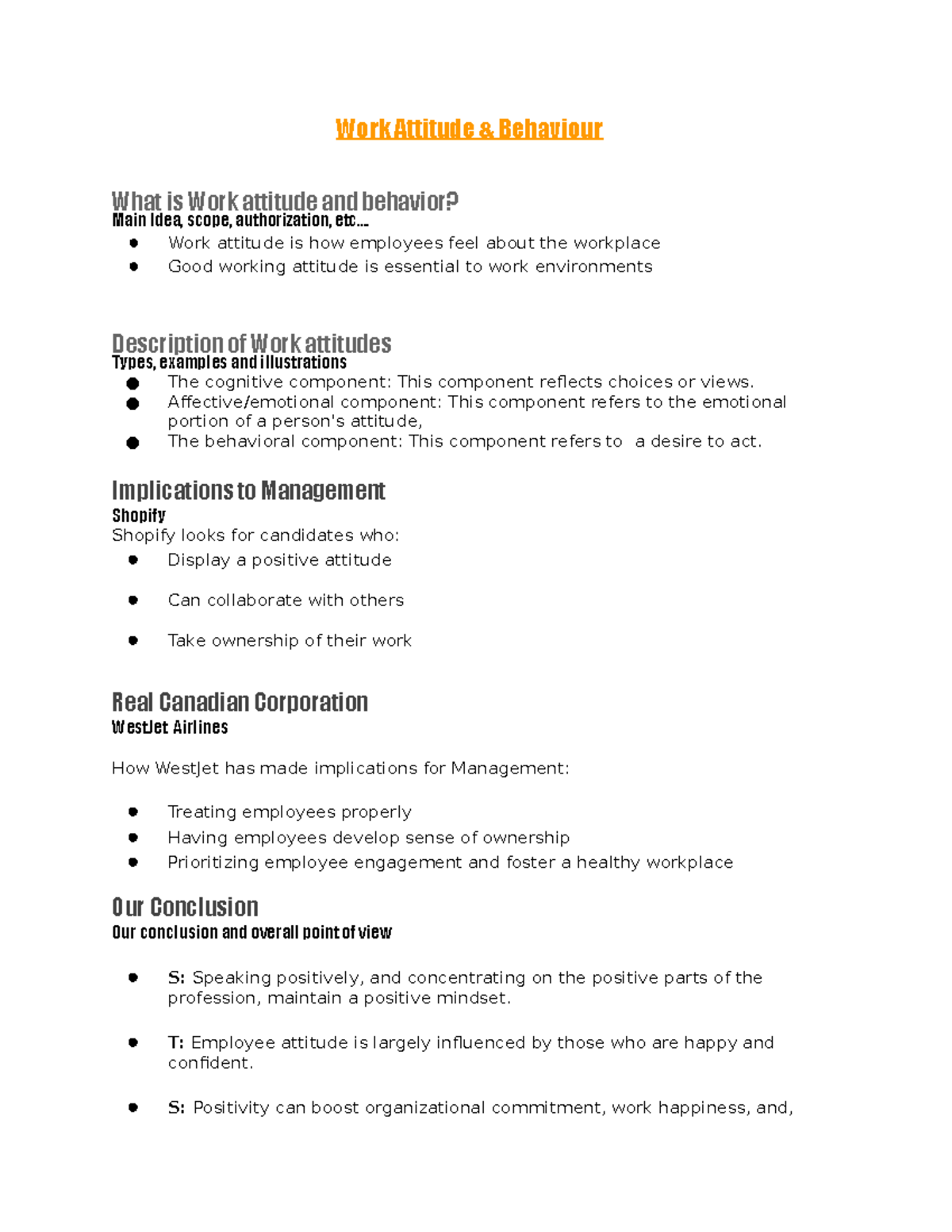 Work Attitude Handout - Work Attitude & Behaviour What is Work attitude ...