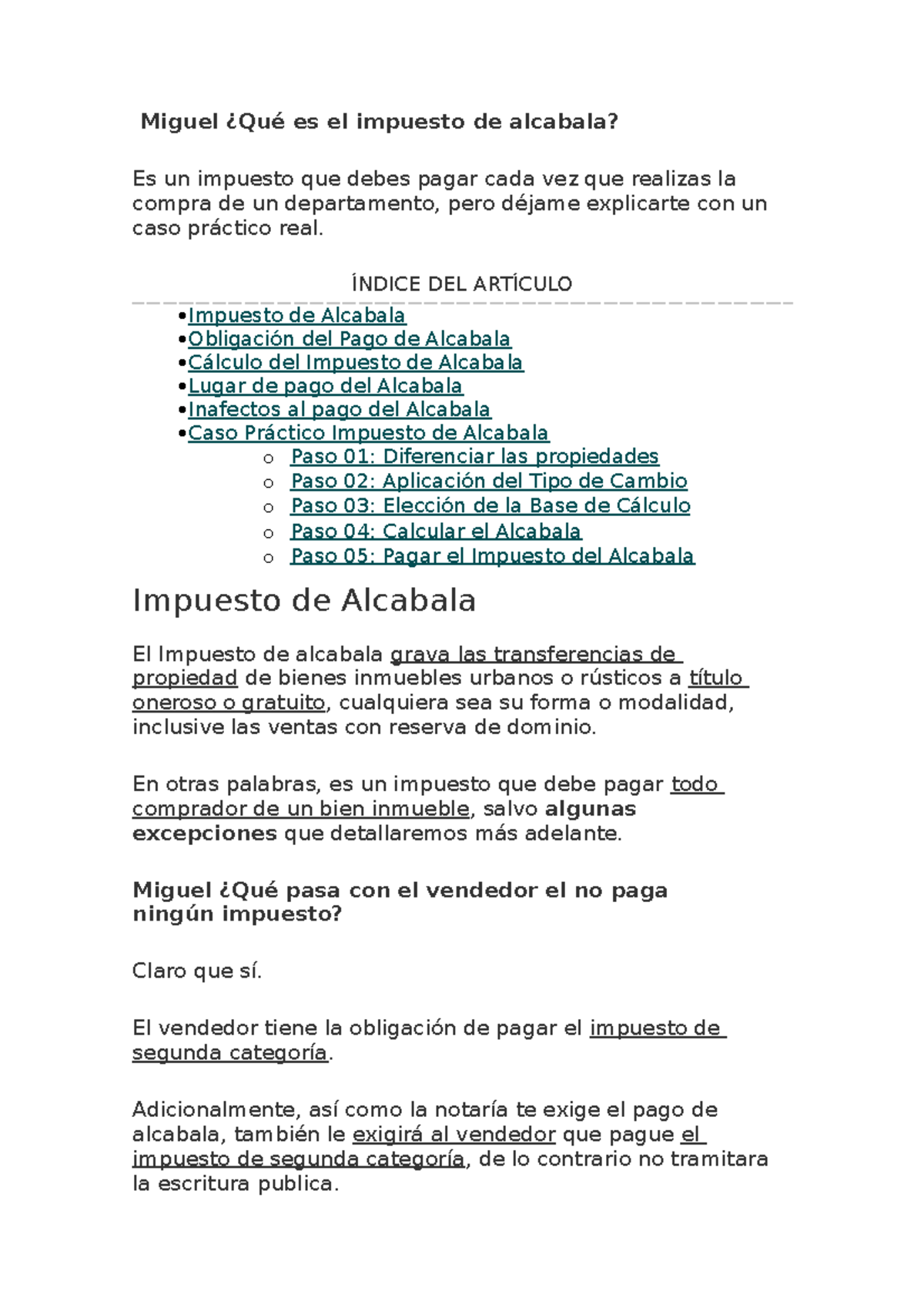 Impesto alcabala - RESUMEN - Miguel ¿Qué es el impuesto de alcabala? Es ...