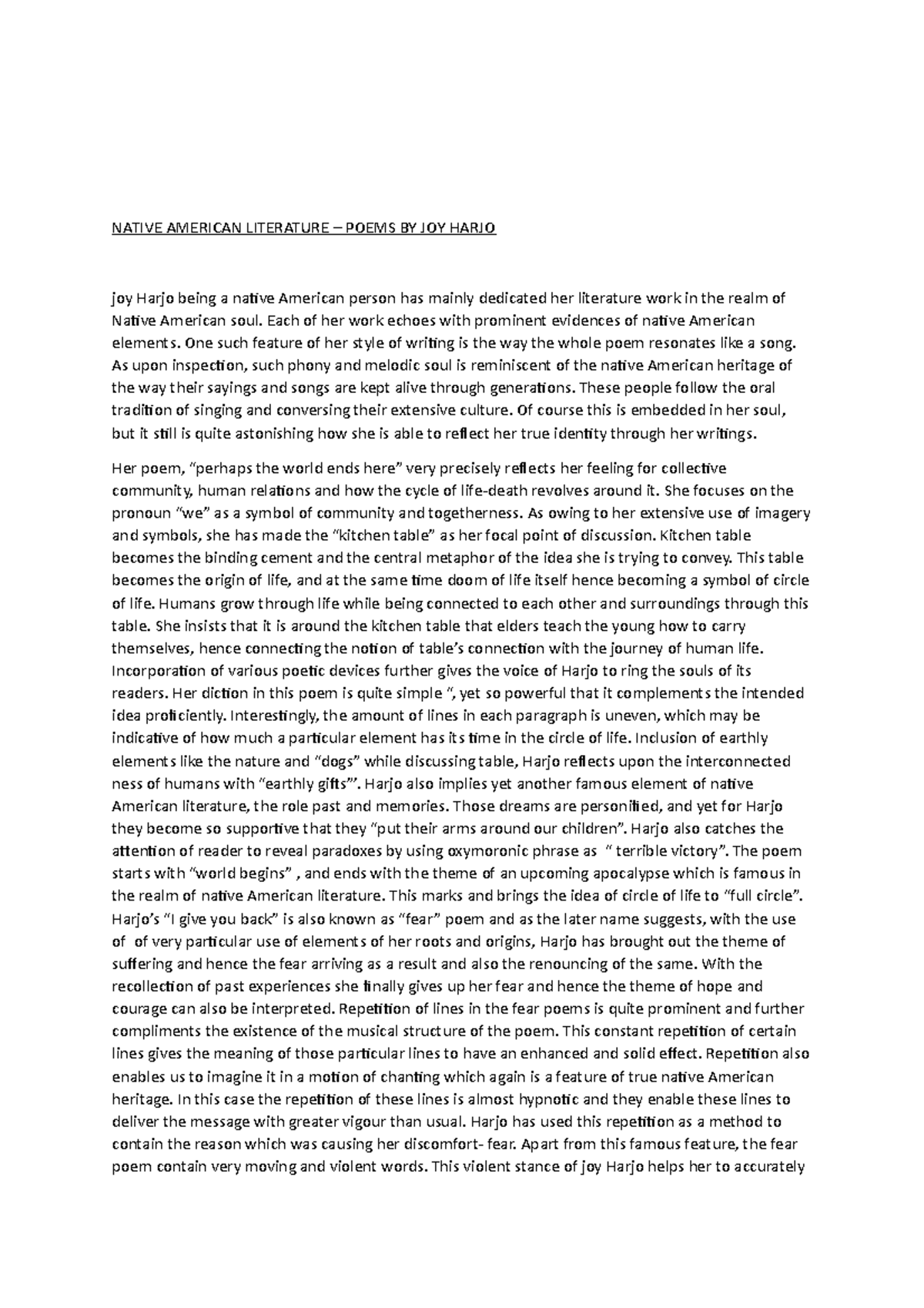 Native American Literature Poems BY JOY - NATIVE AMERICAN LITERATURE ...