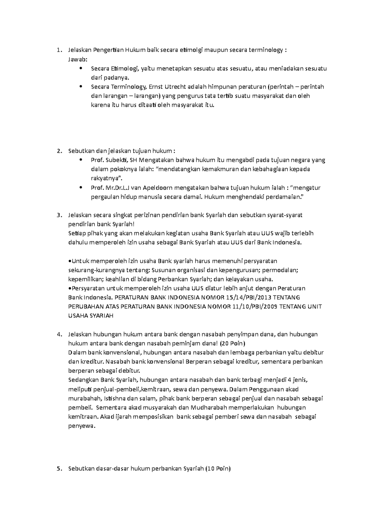 Latihan uts aspek hukum perbankan syariah - Jelaskan Pengertian Hukum ...