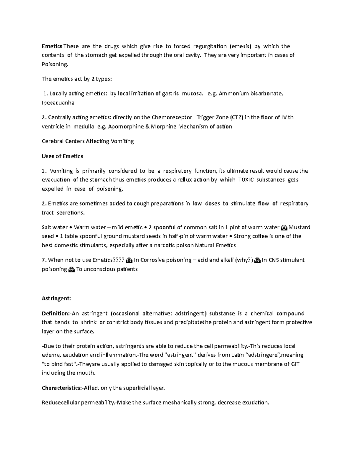 Emetics astringent-antidote - Emetics These are the drugs which give ...