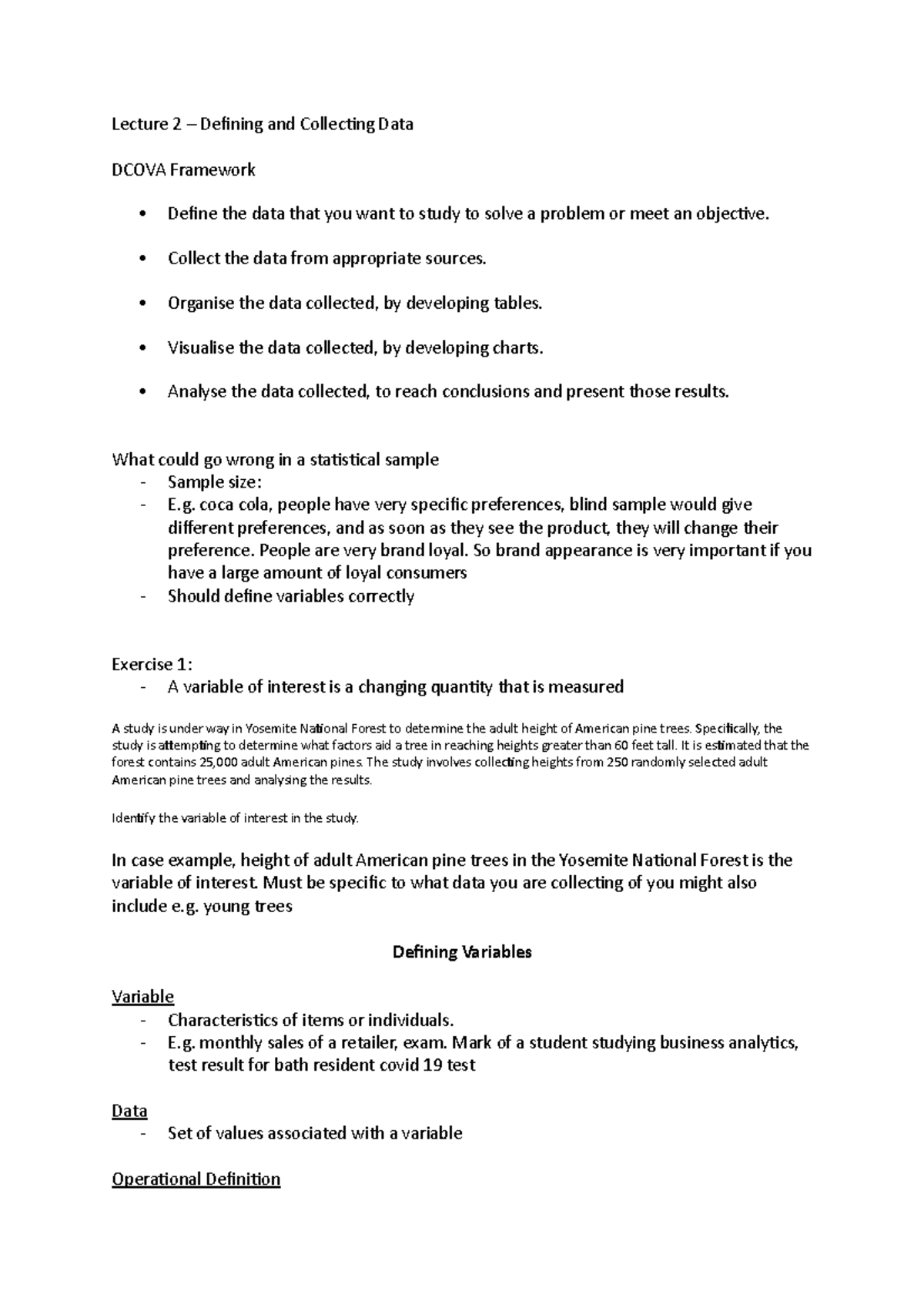 2 Defining And Collectinng Data Lecture 2 Defining And Collecting Data Dcova Framework