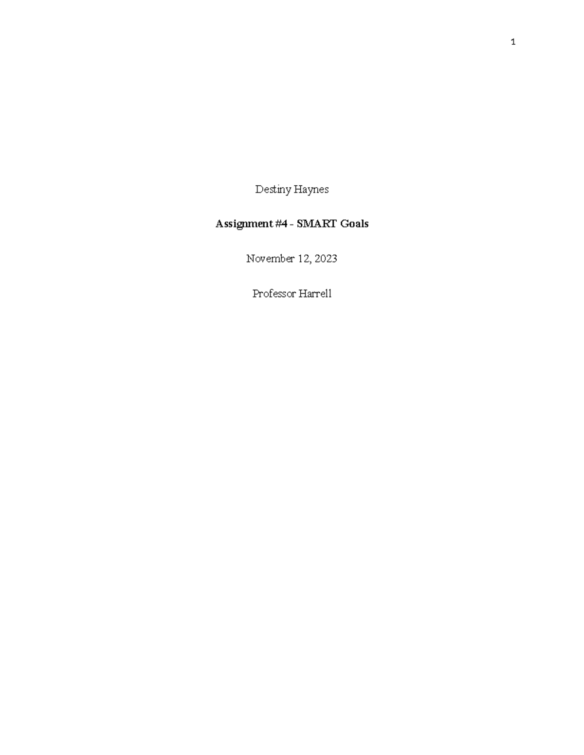 Haynes Assignment 4 - Smart Goals - Destiny Haynes Assignment #4 ...