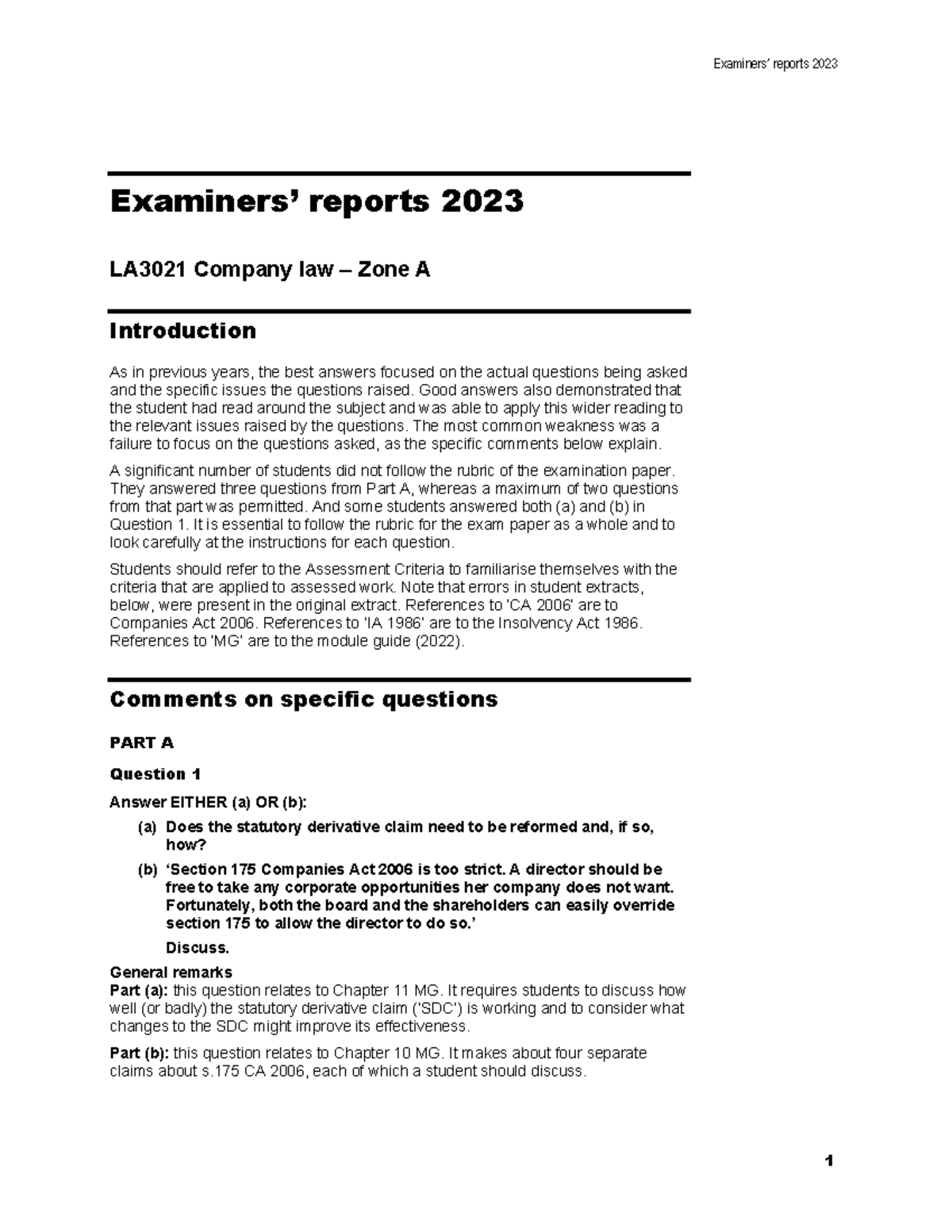 Company report 2023 A - Examiners’ reports 2023 Examiners’ reports 2023 ...