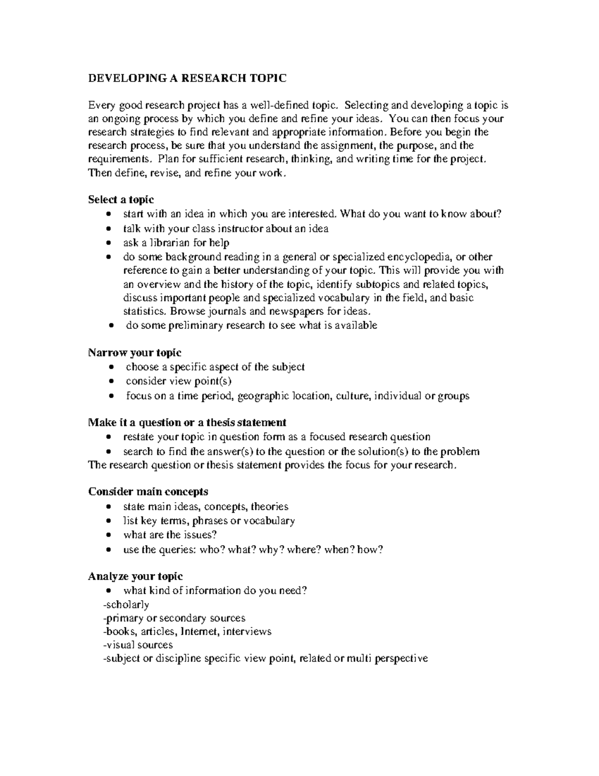 Topic - Sarwa siksha abhiyan - DEVELOPING A RESEARCH TOPIC Every good ...