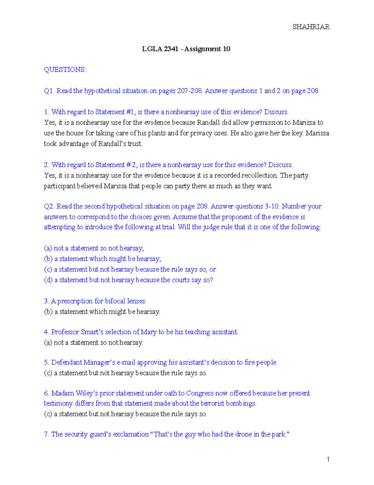 LGLA 2341 - Assignment 10 - SHAHRIAR LGLA 2341 - Assignment 10 QUESTIONS: Q1. Read the ...