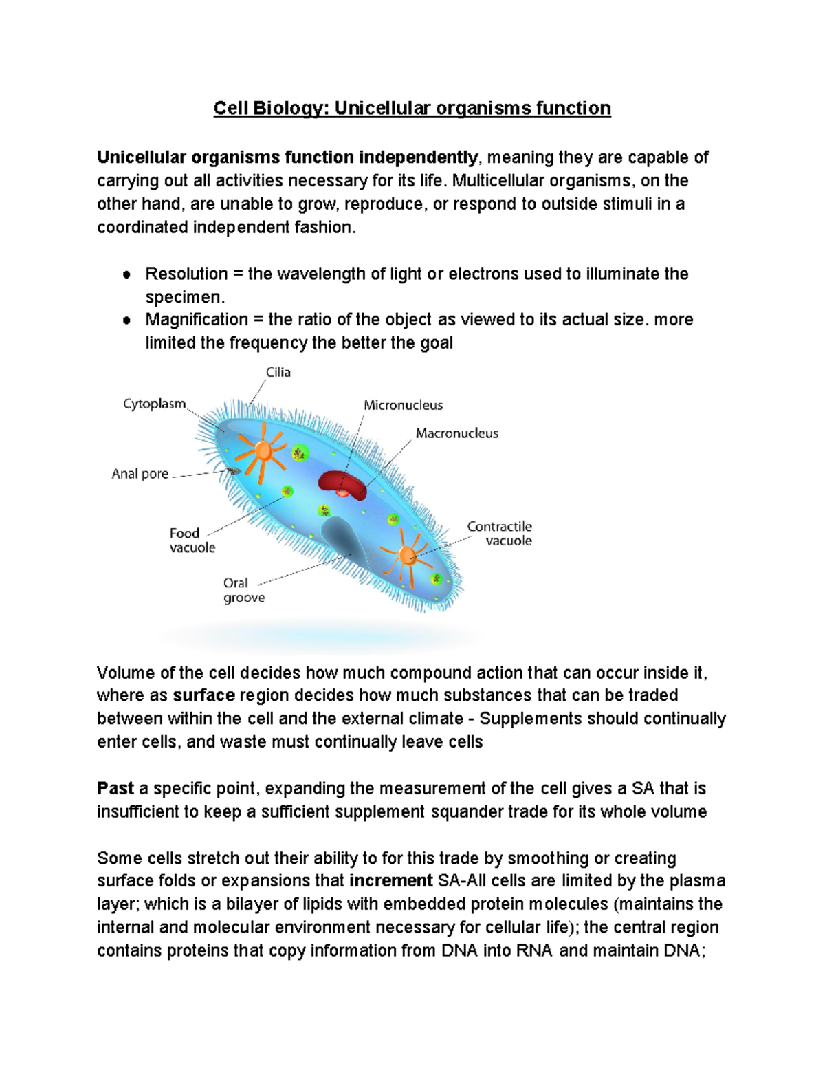 Cell Biology Unicellular organisms function - Cell Biology: Unicellular ...